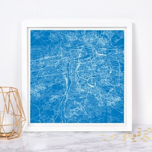PRAGUE CITY MAP - Fine Art Map Poster - Modern Czech Republic Map Print Minimalist City Poster ...