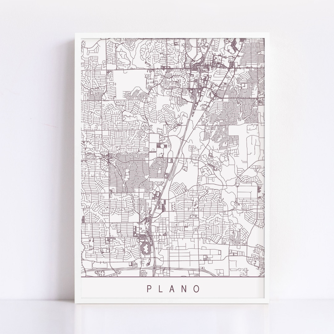 PLANO TEXAS MAP - Customizable City Map, High Quality Giclee Print ...