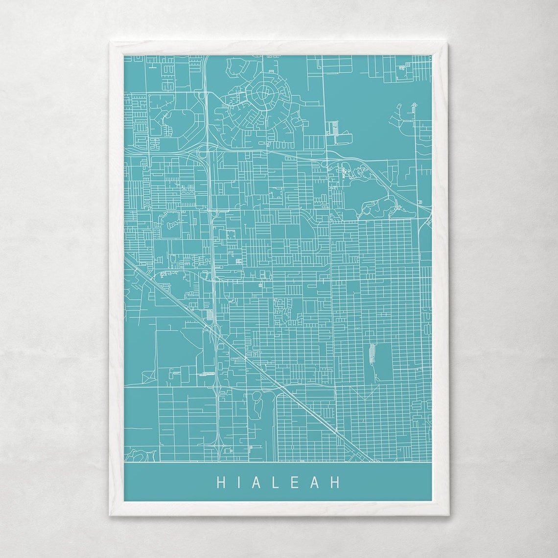 HIALEAH CITY MAP Line Art City Map Road Map of Hialeah | Etsy