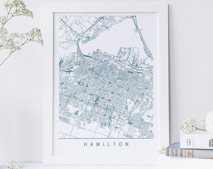Hamilton Map, Hamilton, Canada, City Map, Home Town Map, Hamilton Print ...