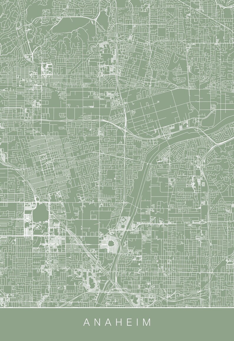 ANAHEIM CALIFORNIA MAP, Printable Digital Download, City Poster, Sage ...