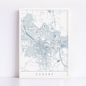 EUGENE MAP - High Quality Giclee Print, Minimalist Eugene Oregon Art ...