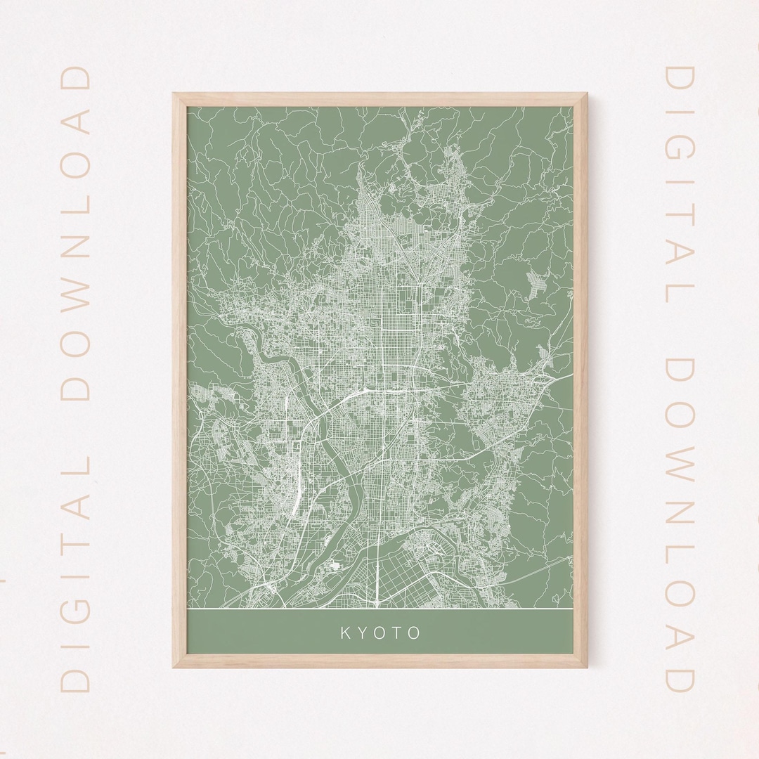 KYOTO MAP ART, Printable Japan City Poster, Digital Download, Multiple ...