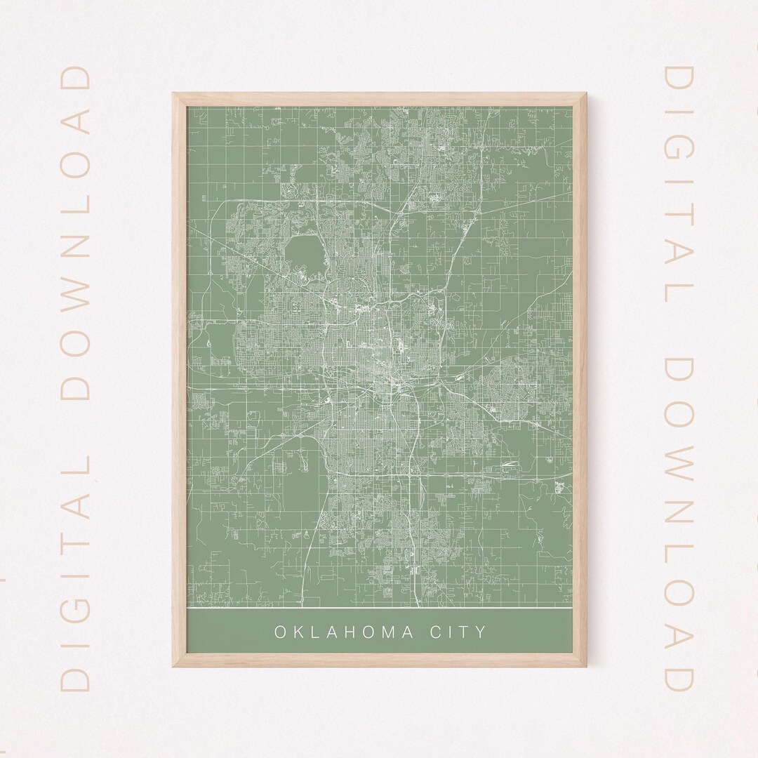 OKLAHOMA CITY MAP, Printable Digital Download, City Poster, High ...