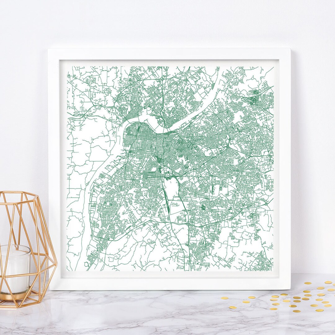 LOUISVILLE CITY MAP - Fine Art Map Poster - Louisville Kentucky Map ...