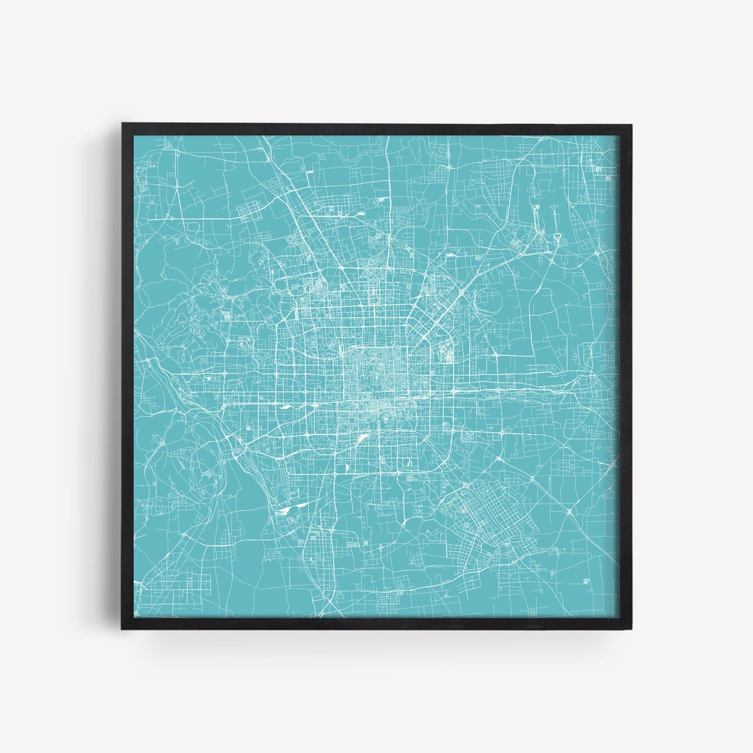 BEIJING China CITY MAP Poster Line Art City Map Road Map of Beijing ...