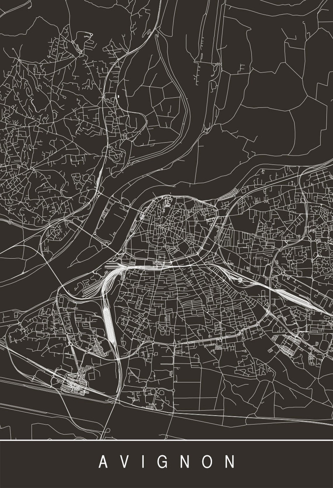 AVIGNON CITY MAP Line Art City Map Road Map of Avignon - Etsy