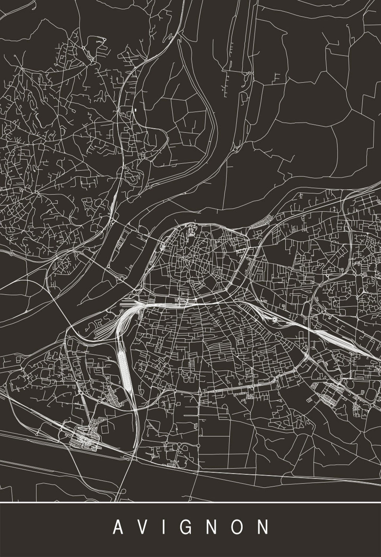 AVIGNON CITY MAP Line Art City Map Road Map of Avignon - Etsy