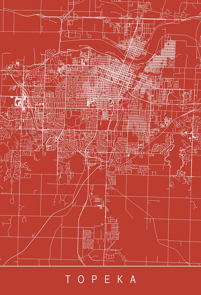 TOPEKA CITY MAP Line Art City Map Road Map of Topeka - Etsy