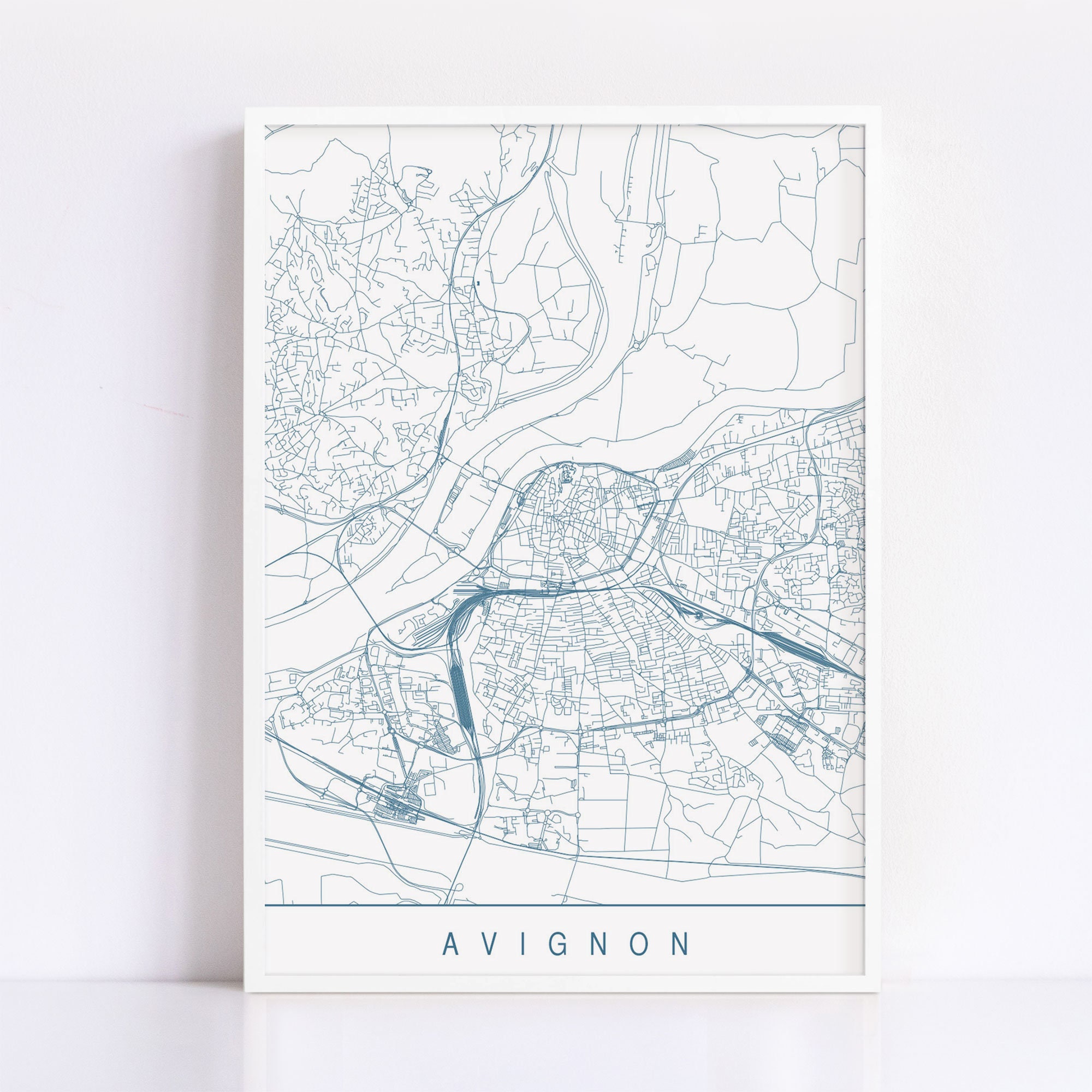 AVIGNON MAP - High Quality Giclee Print, Minimalist Avignon Art Print ...