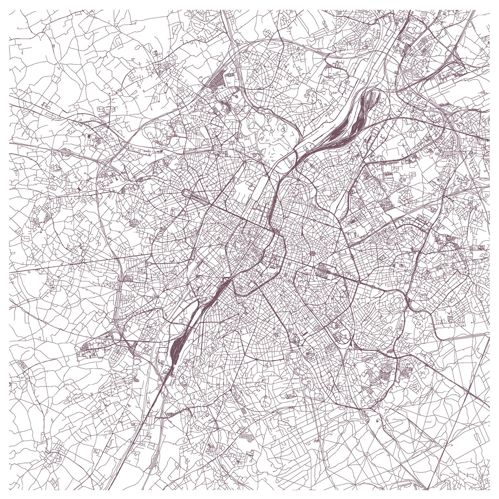 BRUSSELS CITY MAP Fine Art Map Poster Brussels Map Print - Etsy