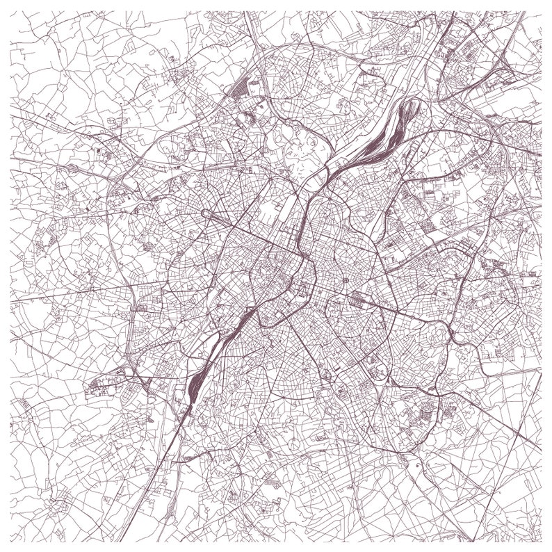 BRUSSELS CITY MAP Fine Art Map Poster Brussels Map Print - Etsy
