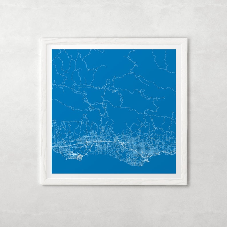 SANTA BARBARA City Map Fine Art Map Poster Modern California - Etsy