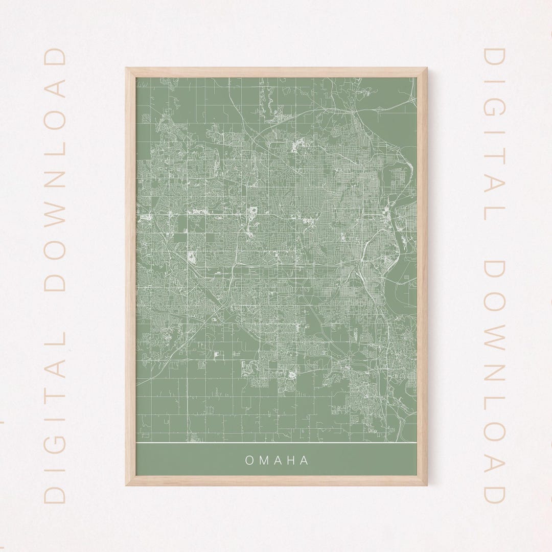 OMAHA NEBRASKA MAP, Printable City Poster, Digital Download, Multiple ...