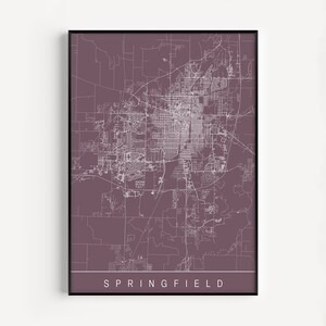 SPRINGFIELD CITY MAP Line Art City Map Road Map of - Etsy