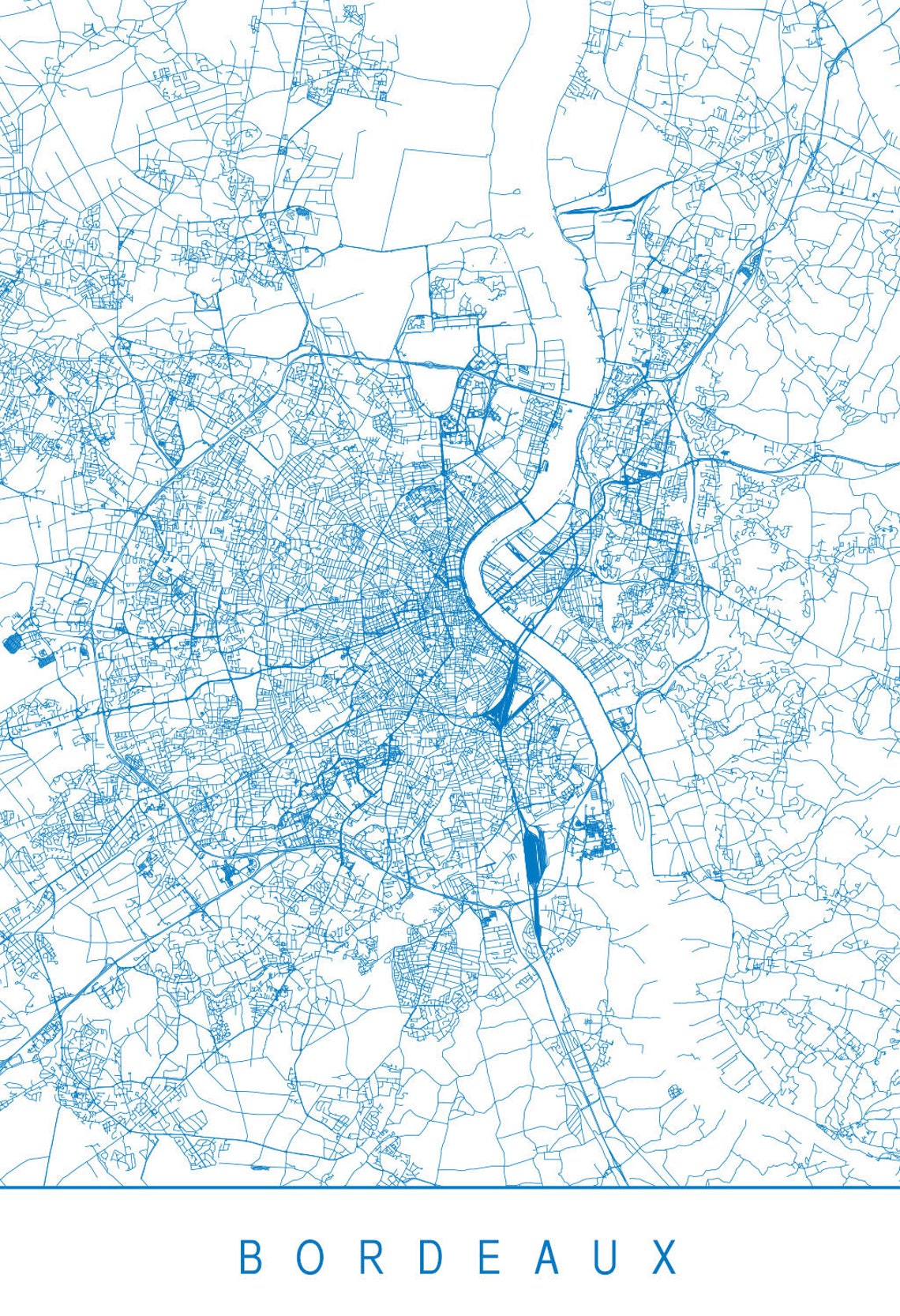 BORDEAUX MAP High Quality Giclee Print Minimalist Bordeaux - Etsy
