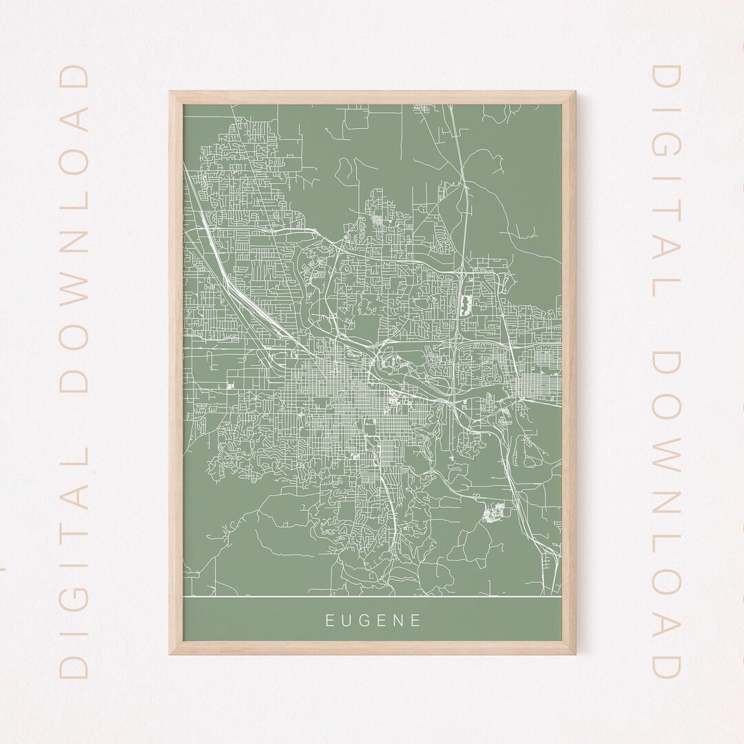 EUGENE MAP ART, Digital Download, City Map, Minimalist Eugene, Oregon ...