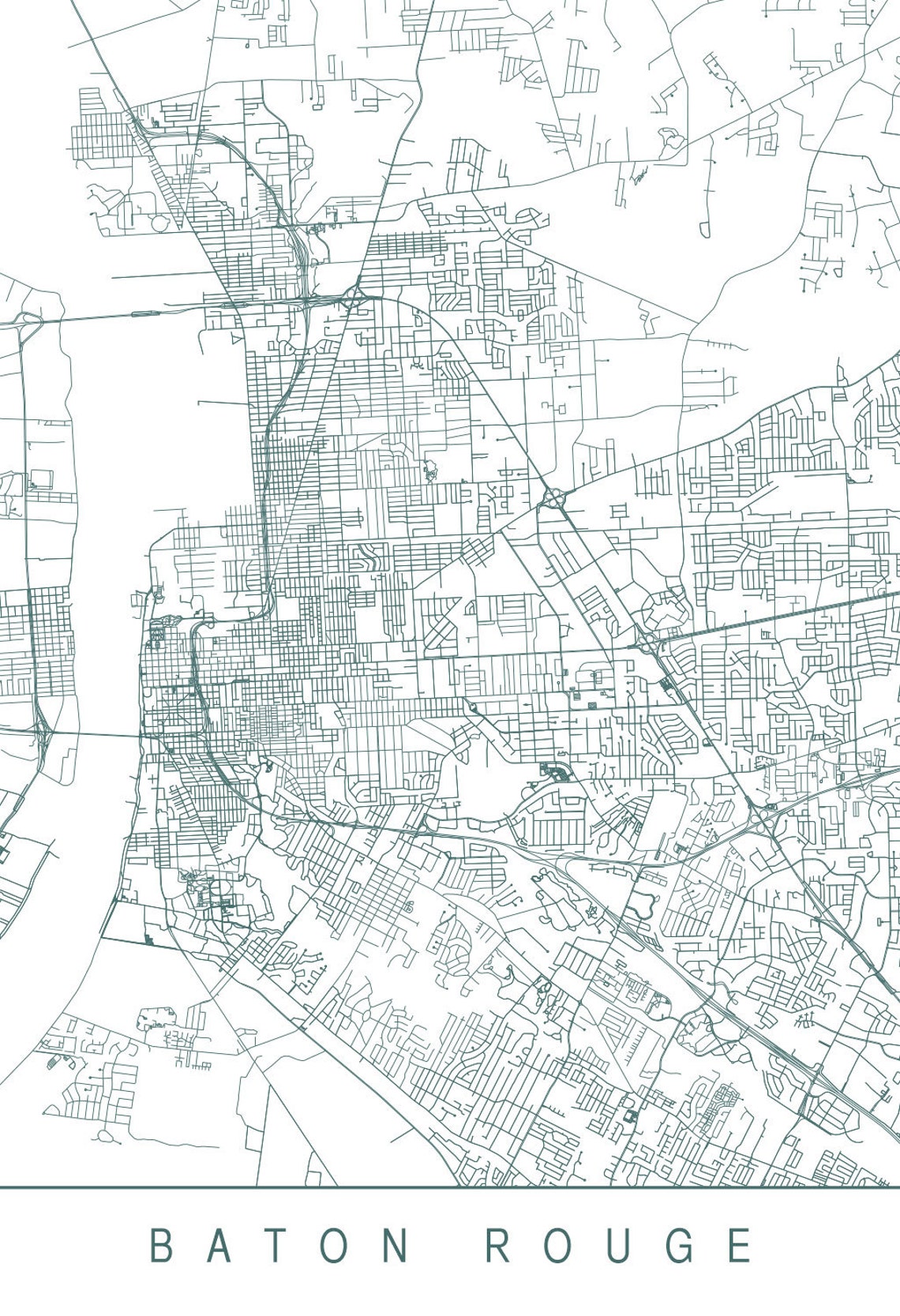 BATON ROUGE LOUISIANA Map Customizable City Map High - Etsy