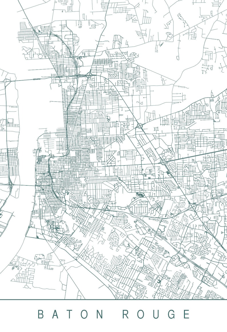 BATON ROUGE LOUISIANA Map Customizable City Map High | Etsy