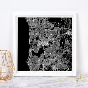 PERTH MAP PRINT - Modern Perth Australia Map Poster - Minimalist City ...