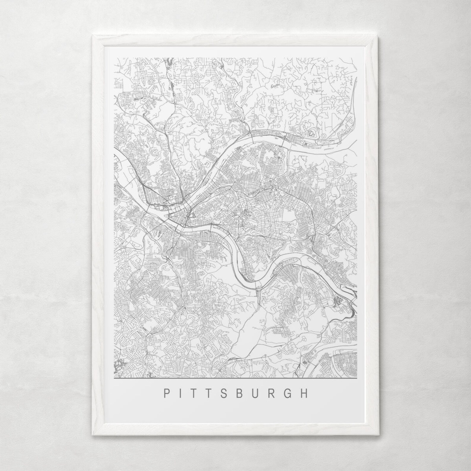 PITTSBURGH MAP Minimalist Pittsburgh Art Print Customizable - Etsy