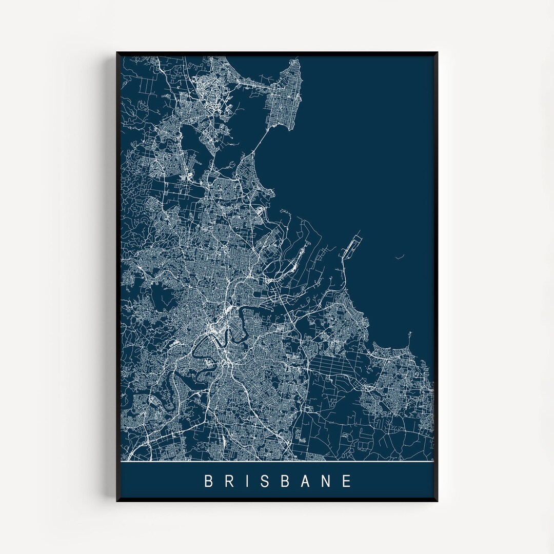 BRISBANE CITY MAP Line Art City Map Road Map of Brisbane Minimalist ...