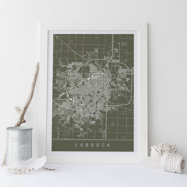 LUBBOCK CITY MAP Line Art City Map Road Map of Lubbock - Etsy