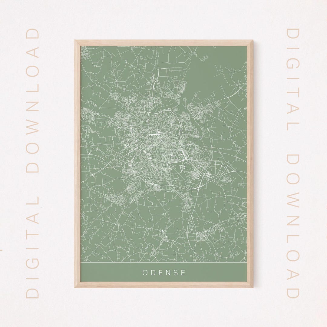 ODENSE MAP ART, Digital Download, Modern Denmark City Poster, Printable ...