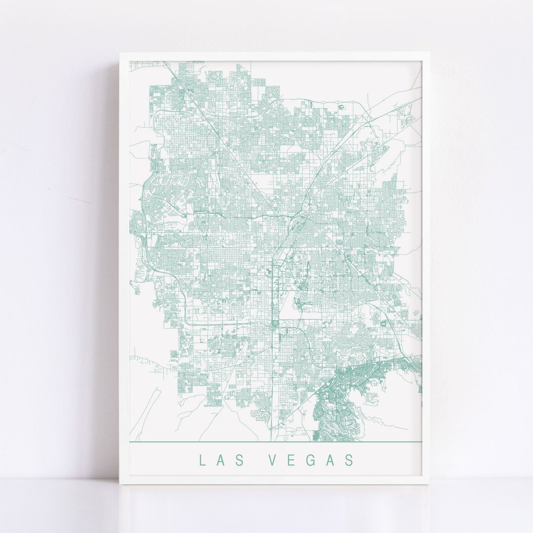 LAS VEGAS MAP - High Quality Giclee Print, Minimalist Las Vegas Art ...