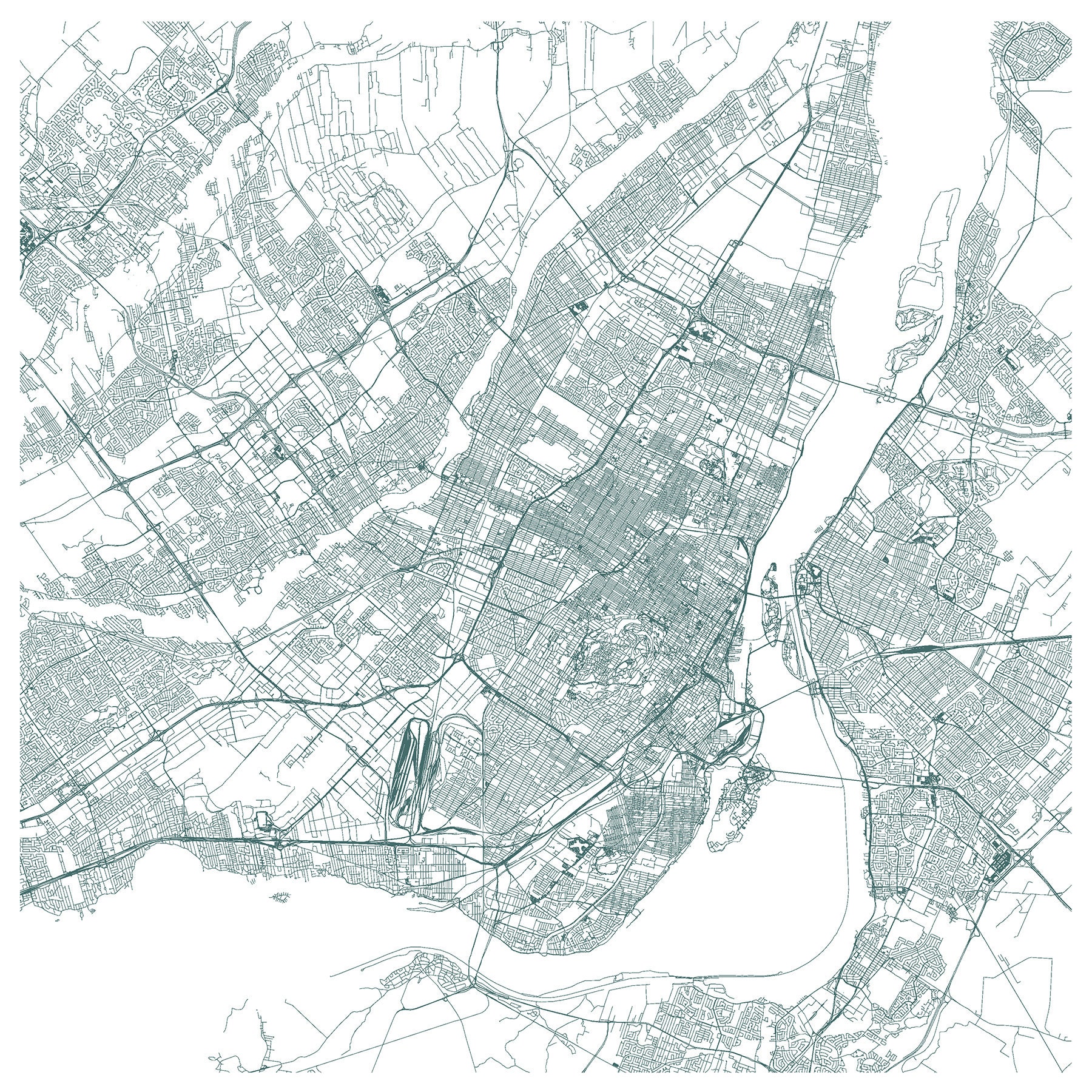 MONTREAL CITY MAP - Map of Montreal - Fine Art Map Poster, Montreal ...