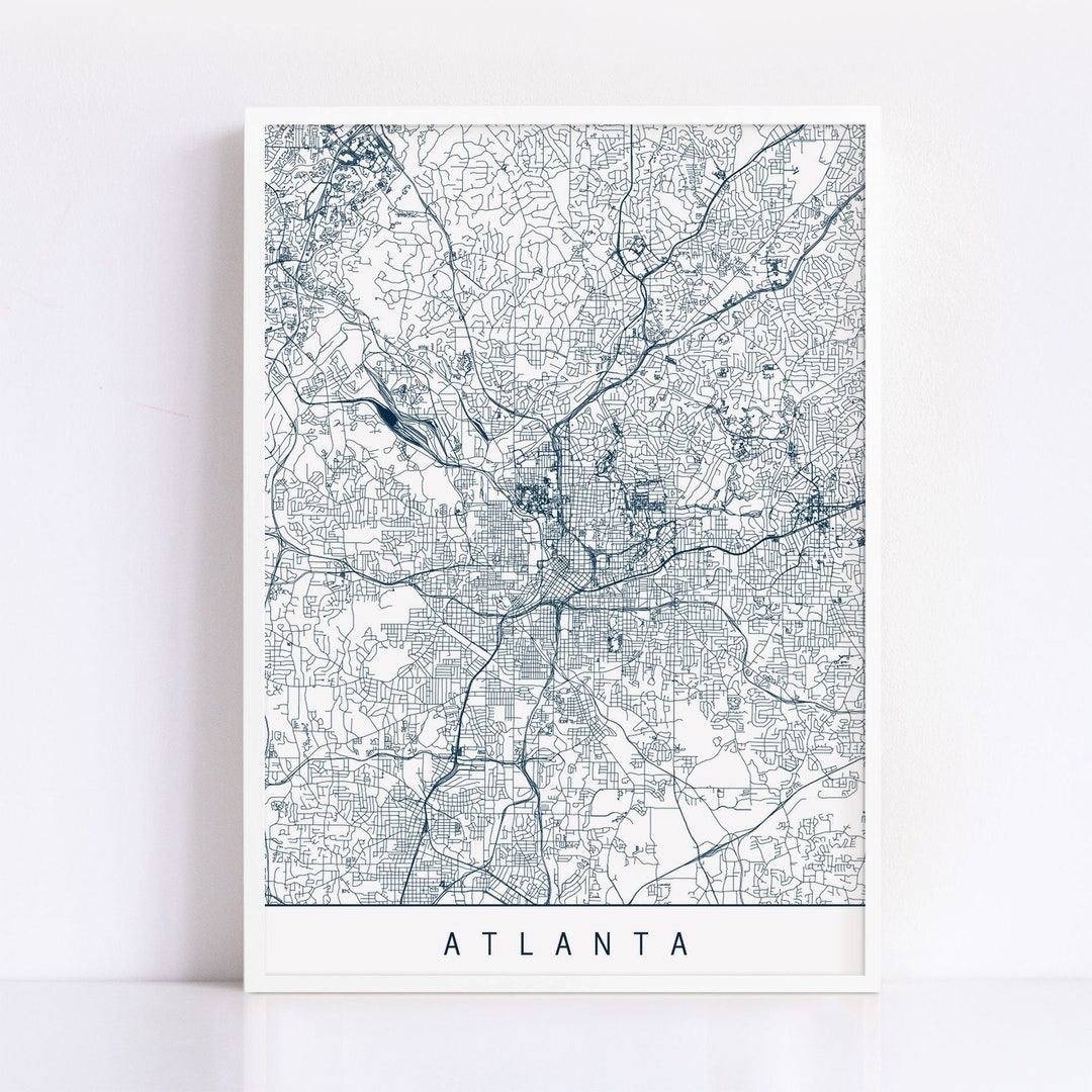 ATLANTA MAP - High Quality Giclee Print, Minimalist Atlanta Art Print ...