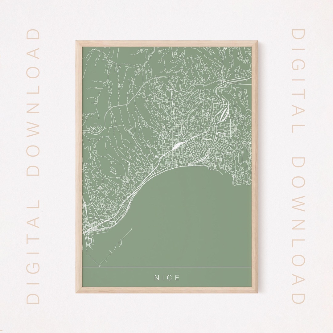 NICE, FRANCE MAP, Digital Download, Modern Nice City Print Art, City ...