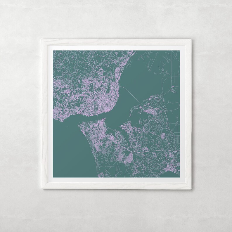 LISBON MAP PRINT Customizable Colors Lisbon Wall Art City - Etsy Canada