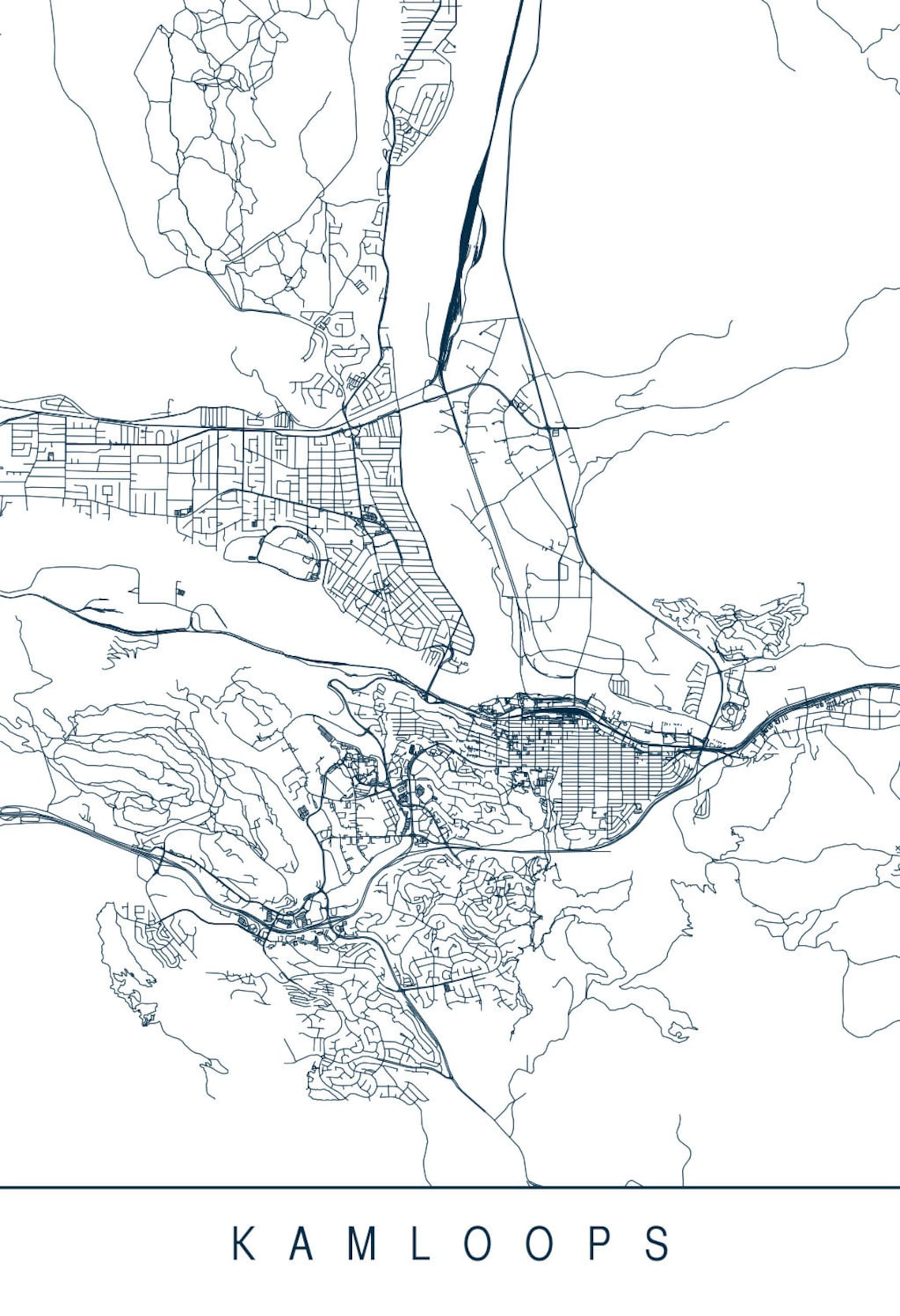 KAMLOOPS MAP ART High Quality Giclee Print Minimalist - Etsy Canada