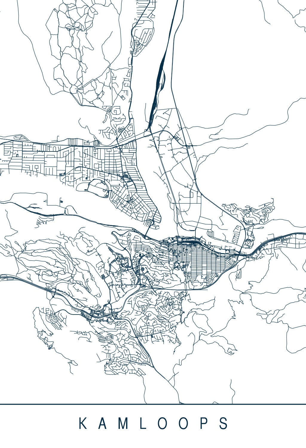 KAMLOOPS MAP ART High Quality Giclee Print Minimalist - Etsy Canada