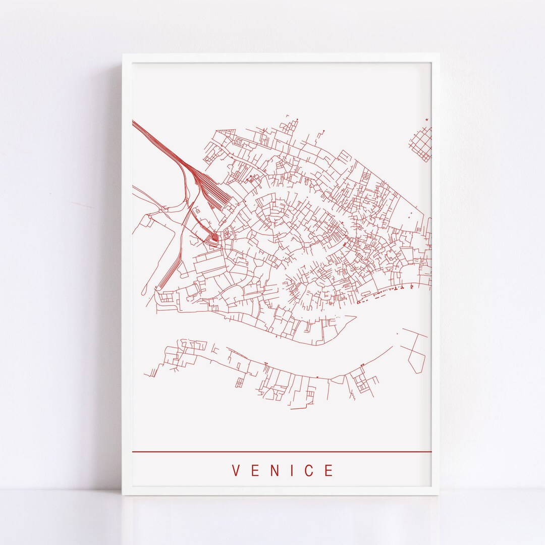 VENICE MAP - Minimalist Venice Art Print, Customizable City Map, High ...
