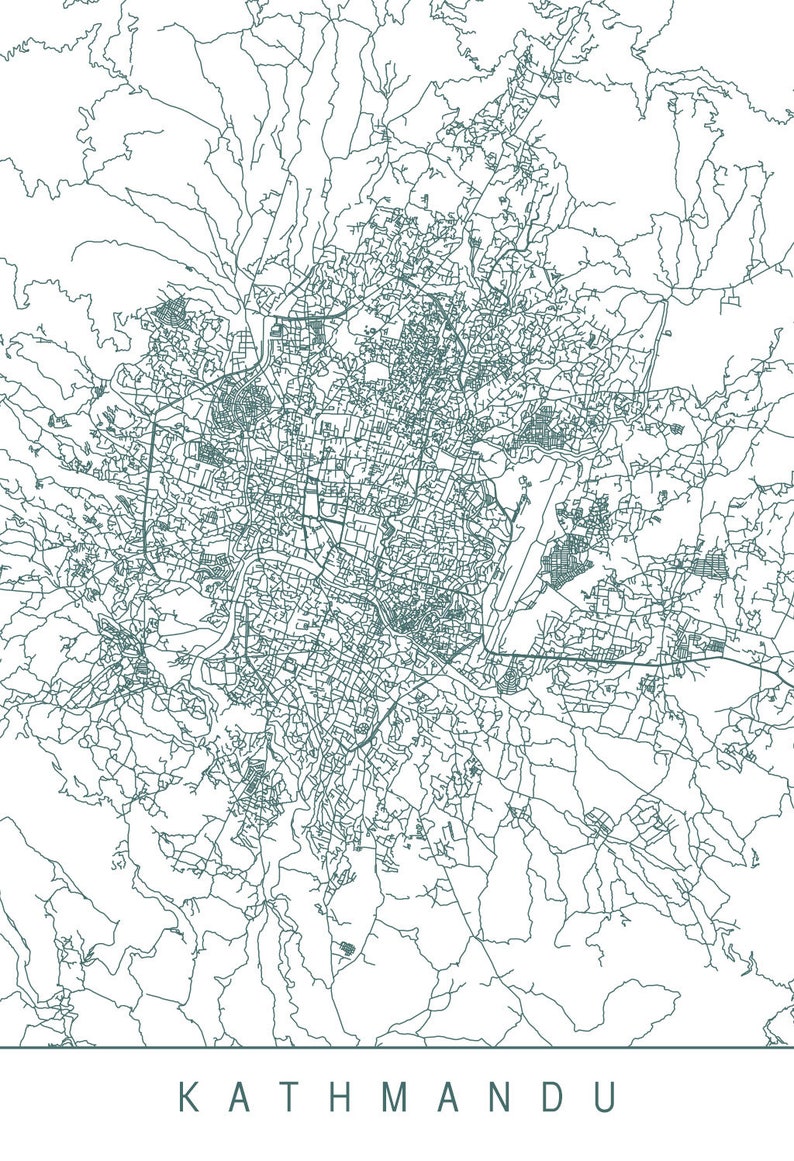 KATHMANDU MAP High Quality Giclee Print Minimalist | Etsy
