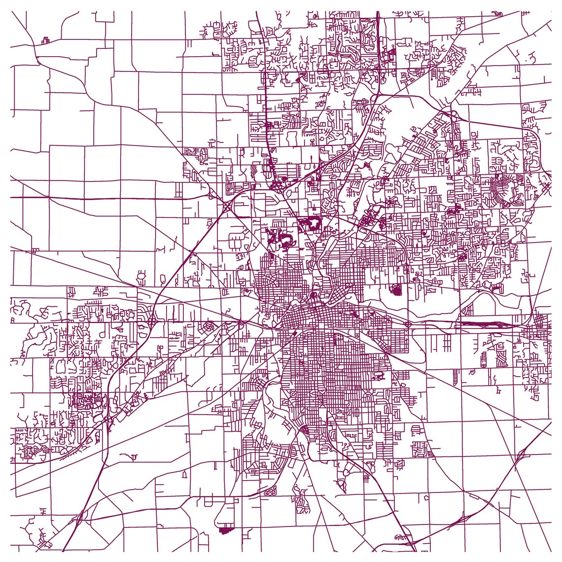 FORT WAYNE City MAP Fine Art Map Poster Fort Wayne Map - Etsy