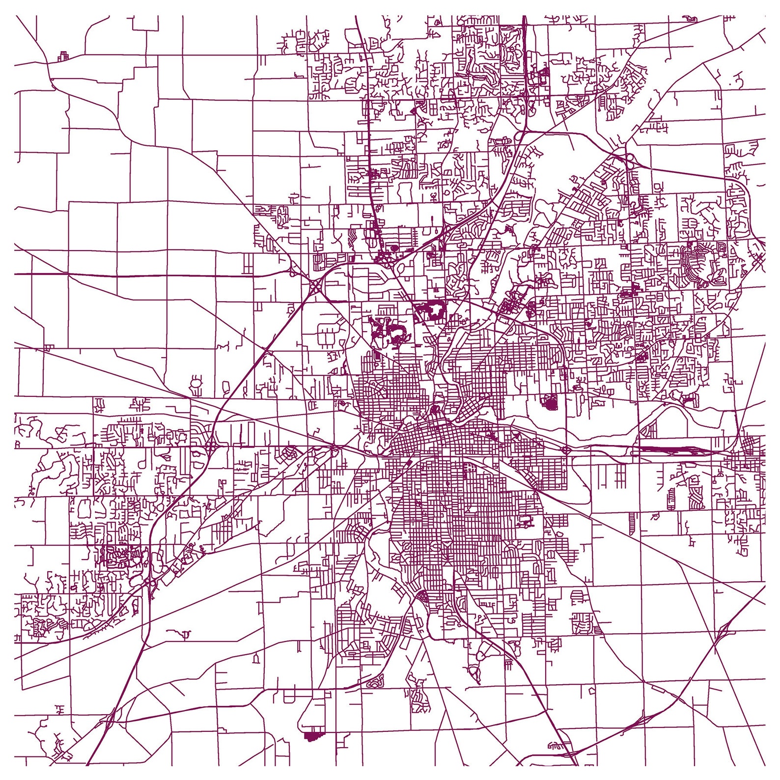 FORT WAYNE City MAP Fine Art Map Poster Fort Wayne Map - Etsy