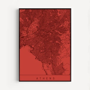 ATHENS MAP Modern Athens Art Print Minimalist City Map - Etsy