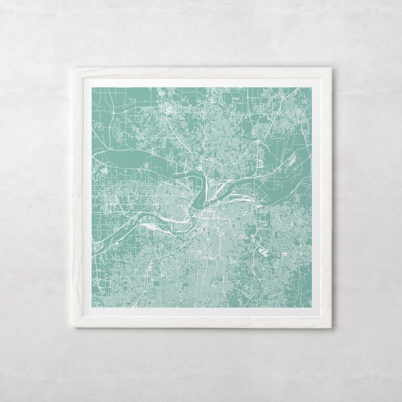 KANSAS CITY MAP Fine Art Map Poster Modern Kansas United - Etsy