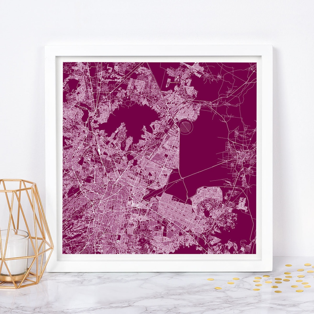 MEXICO CITY MAP Line Art City Map Road Map of Mexico City Map Print ...