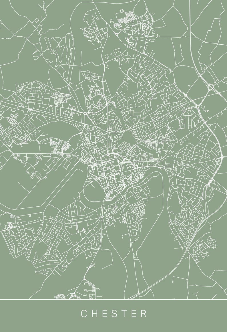 CHESTER ENGLAND MAP, Printable Digital Download, City Poster, High ...
