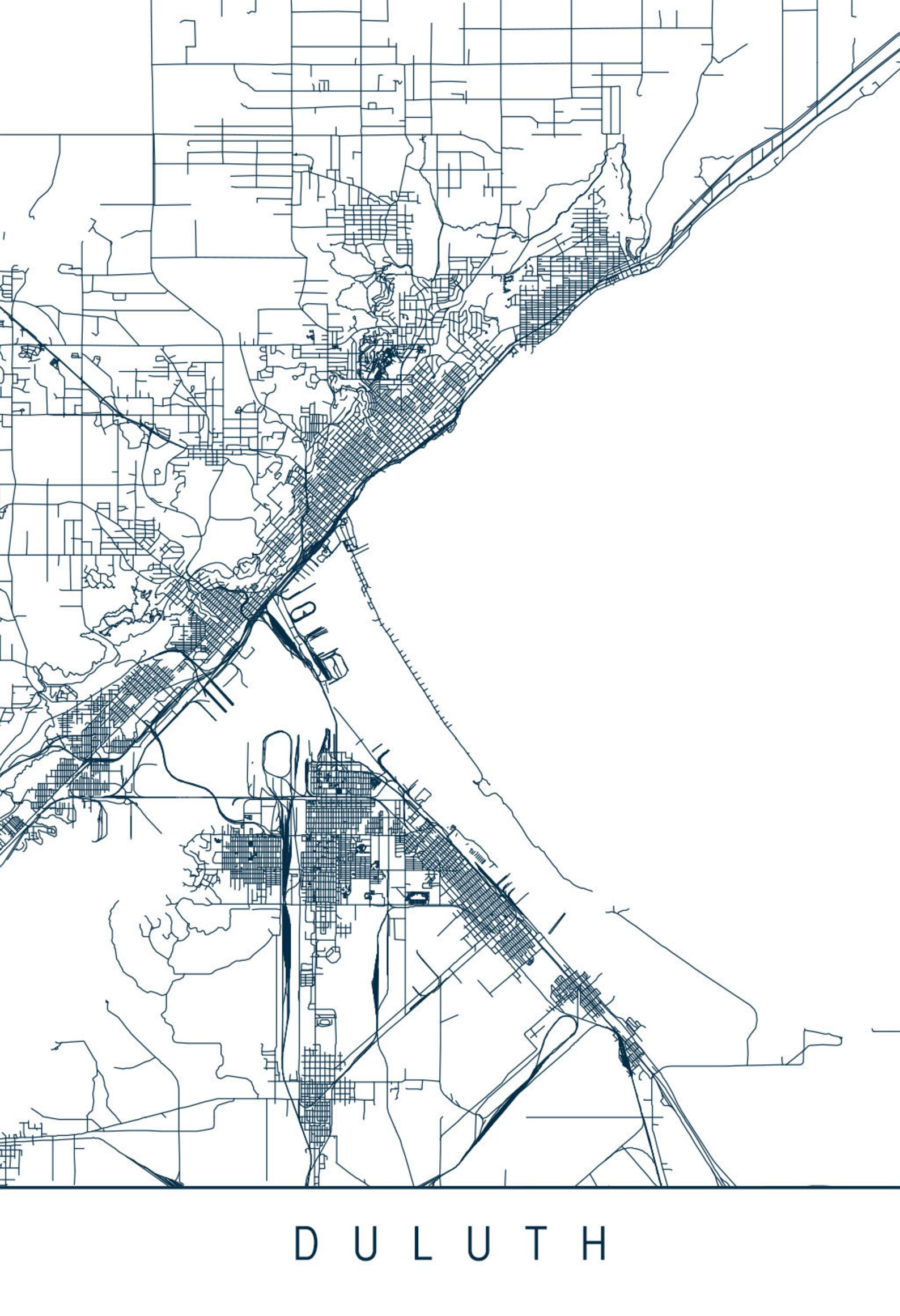 DULUTH MAP High Quality Giclee Print Minimalist Duluth Art | Etsy