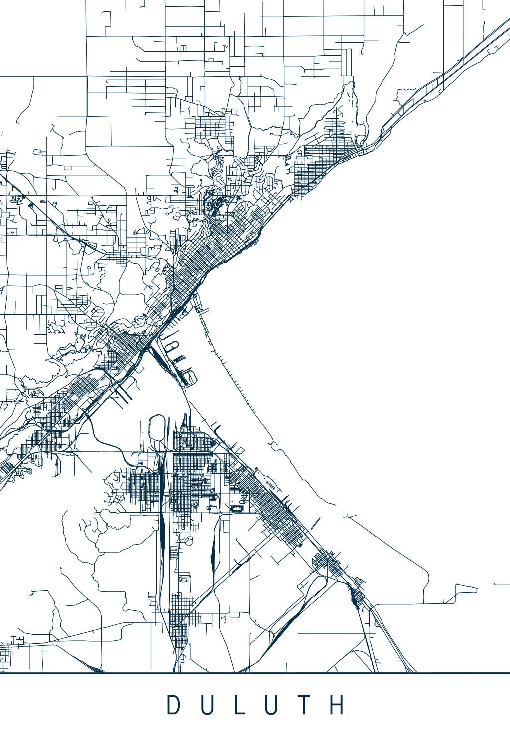 DULUTH MAP High Quality Giclee Print Minimalist Duluth Art - Etsy Canada