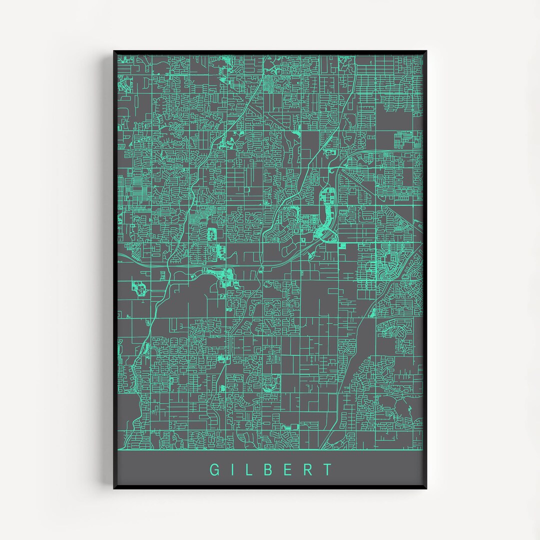 GILBERT MAP Modern Gilbert Art Print Minimalist City Map - Etsy