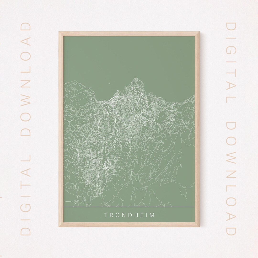 TRONDHEIM MAP ART, Digital Download, Modern City Print Art, City Map ...