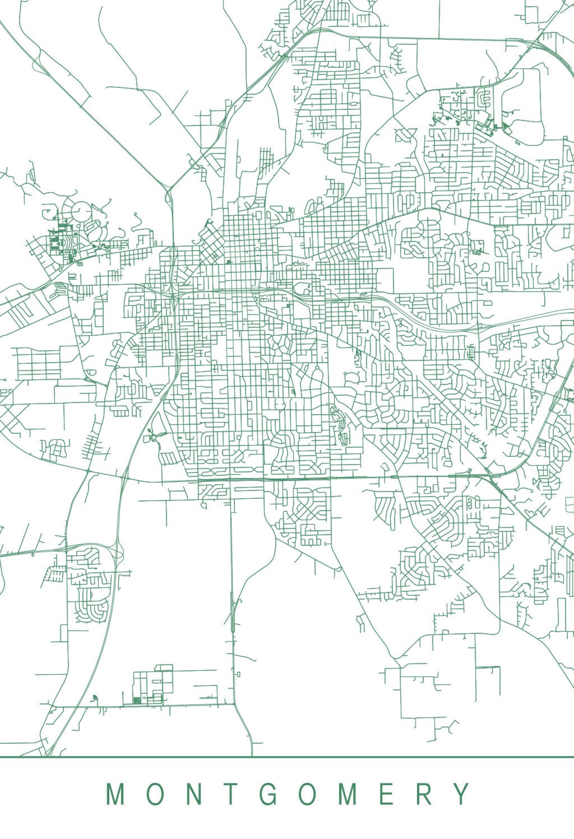 MONTGOMERY ALABAMA MAP Customizable City Map High Quality | Etsy