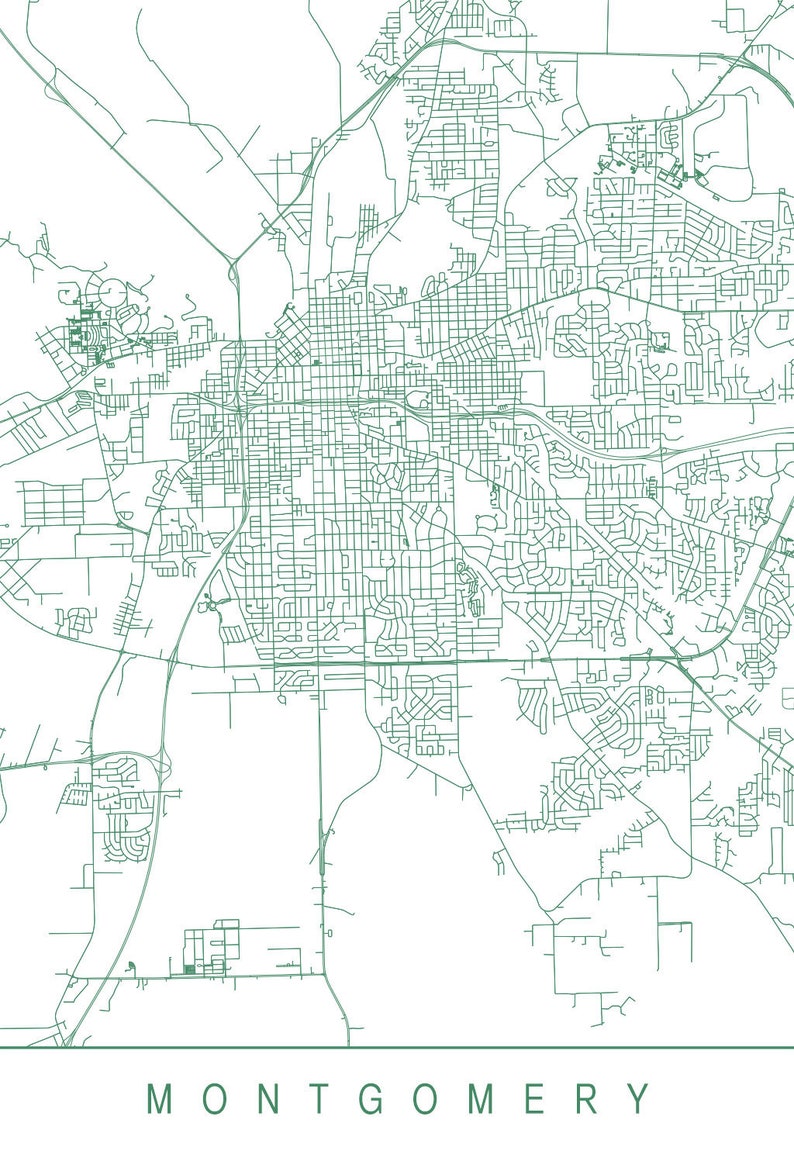 MONTGOMERY ALABAMA MAP Customizable City Map High Quality | Etsy