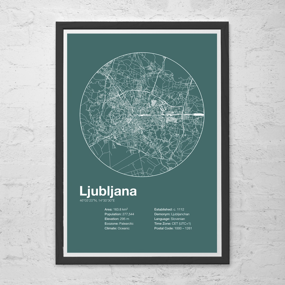 LJUBLJANA INFO MAP - Ljubljana, Slovenia - Minimalist Map of Ljubljana ...